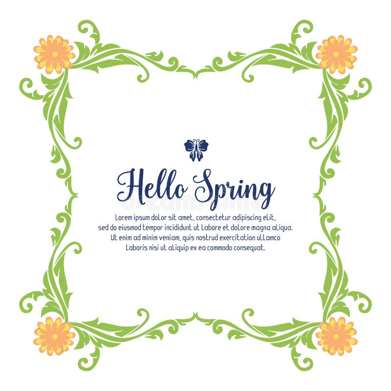 Unique Shape of Leaf and Flower Frame, for Hello Spring Poster Template ...