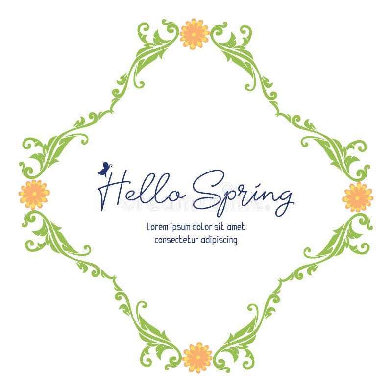 Template Design with Sketched for Leaf Floral Frame. Vector Stock ...