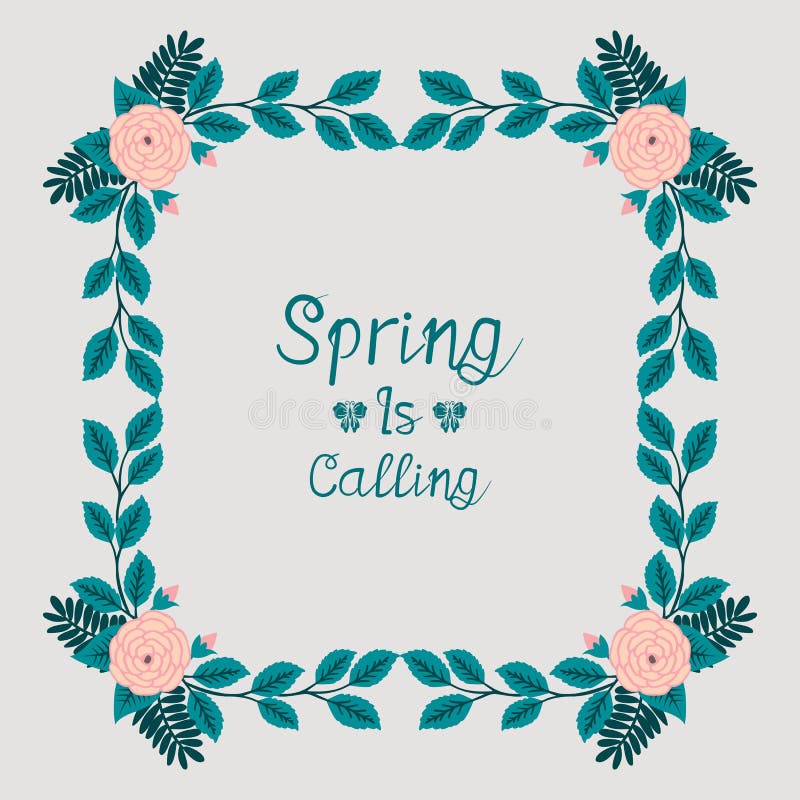 Unique Shape of Leaf and Flower Frame, for Spring Calling Greeting Card ...