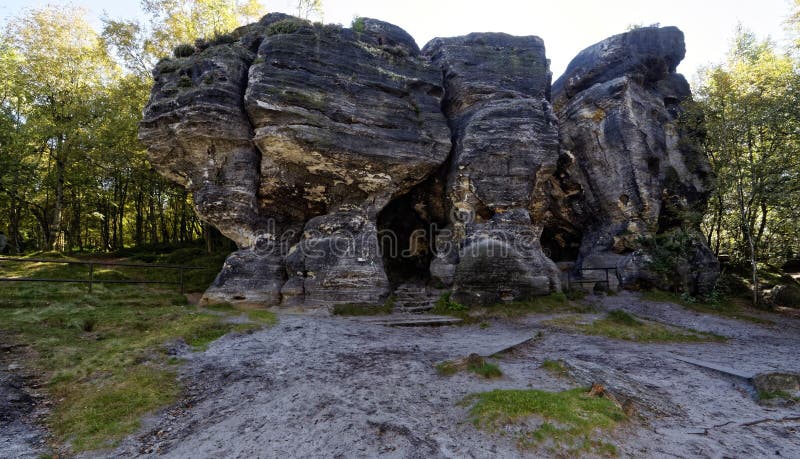 Unique Shaped Rock Formations Against a Green Background Stock Image ...