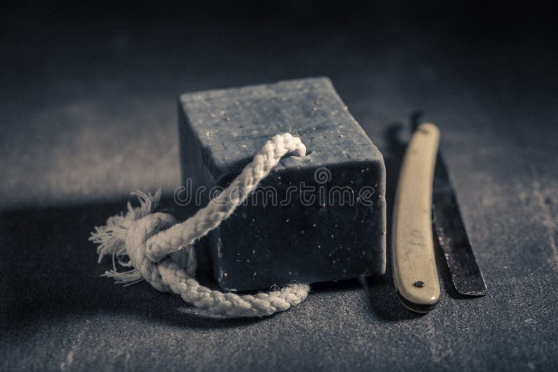 Unique Shaving Set with Foam, Old Razor and Brush Stock Photo - Image ...