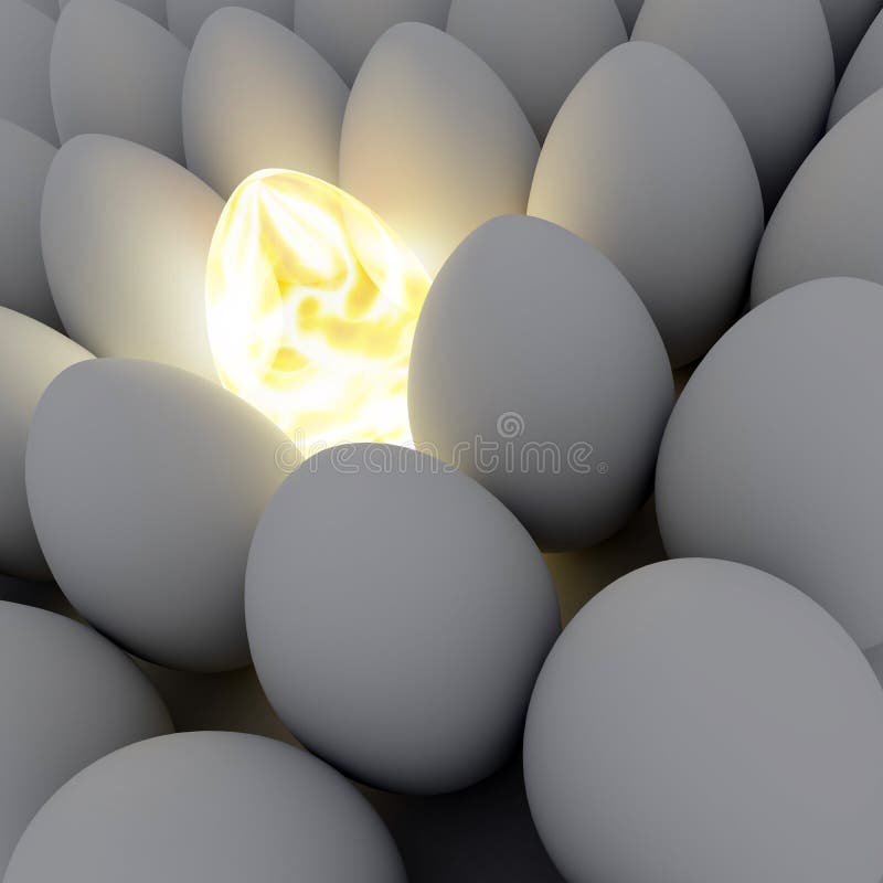 Unique Shining Egg among Simple Eggs Stock Illustration - Illustration ...