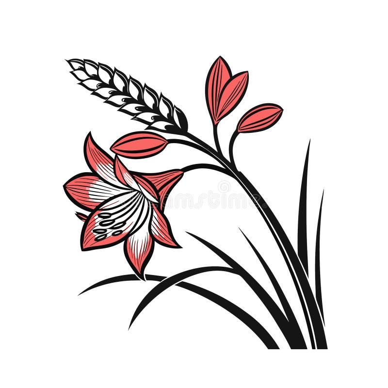 Unique Shiny Grain Flower Illustration in Bold Style Stock Image ...