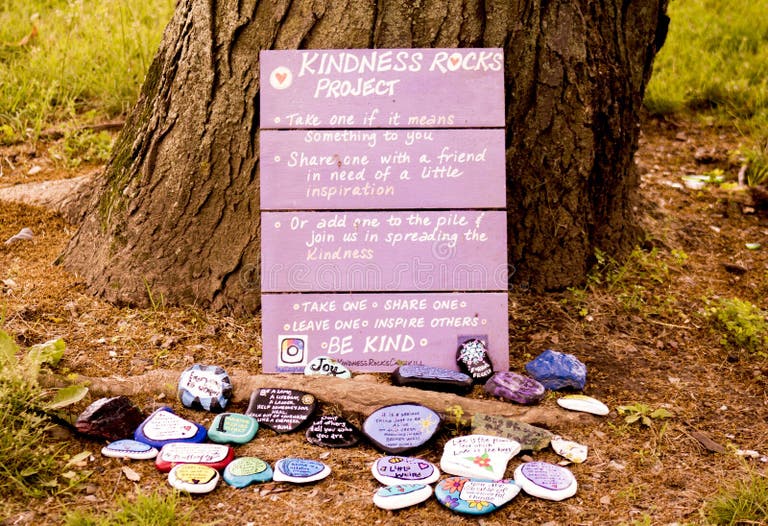 Unique Sign with Kindness Rocks Editorial Stock Photo - Image of ...