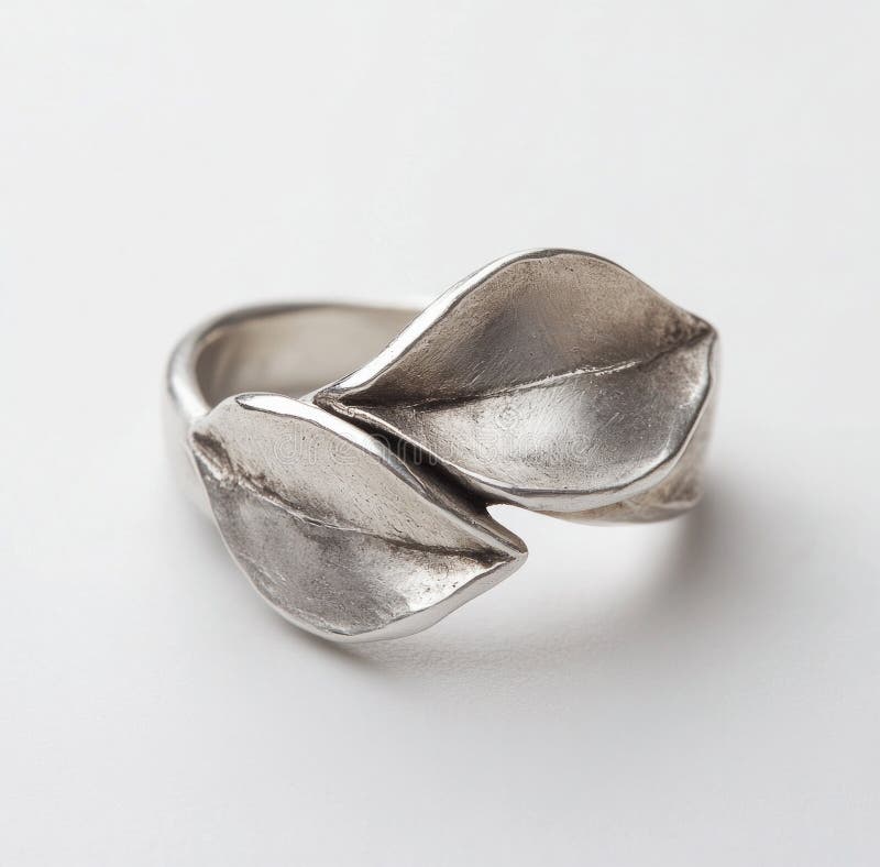Unique Silver Leaf Ring with Natural Design and Smooth Finish Stock ...