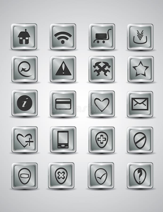 Unique Silver Metallic Icon Set for Your Webpage Stock Vector ...
