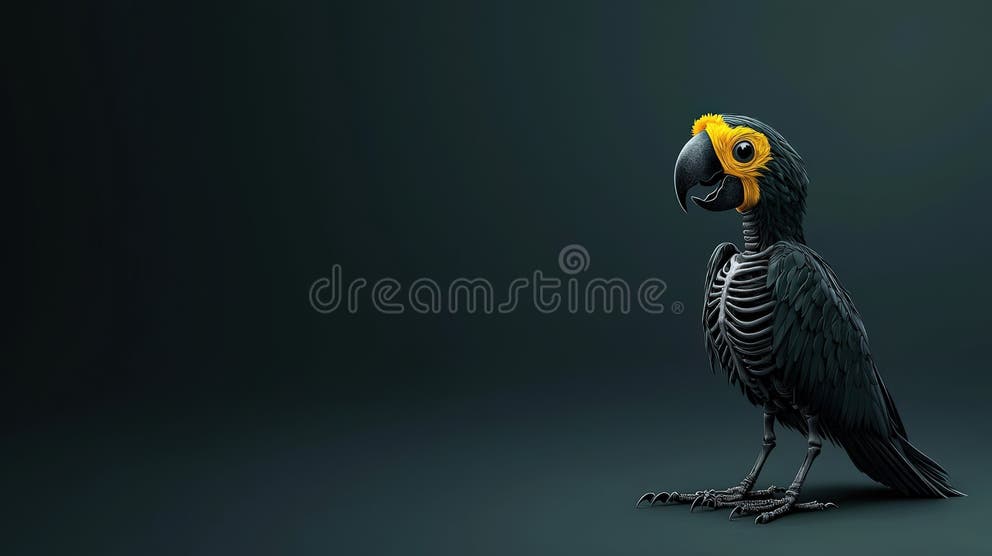 Unique Skeleton Structure of a Parrot on a Dark Background Stock ...