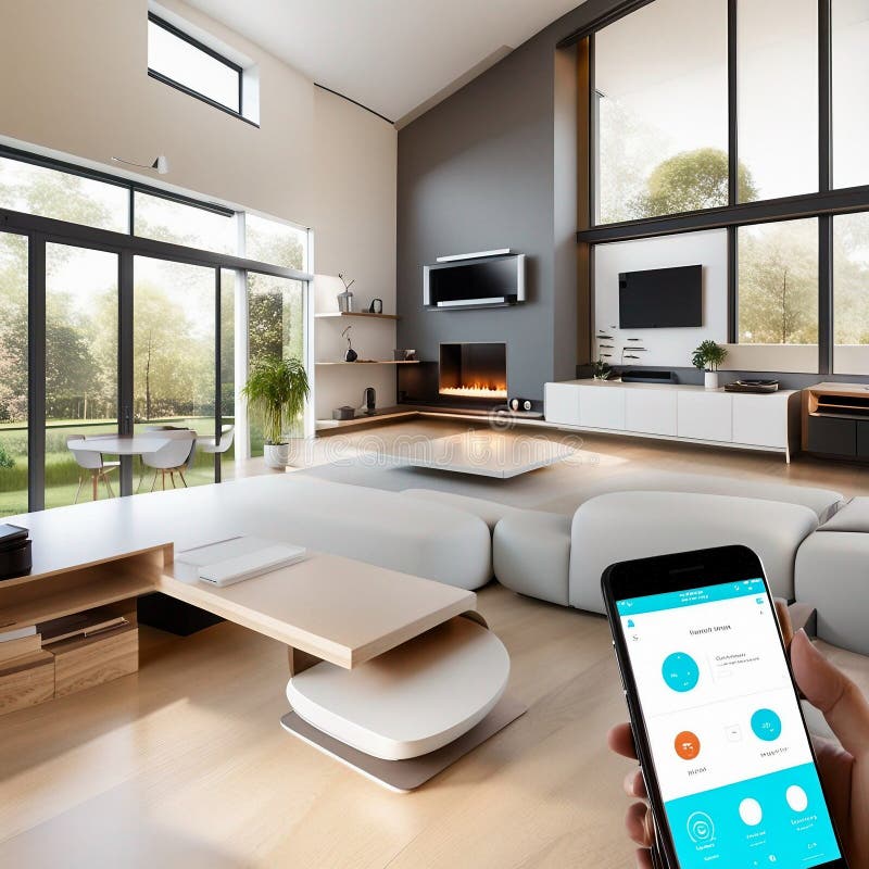 Smart Home System Interior Background Stock Illustration - Illustration ...