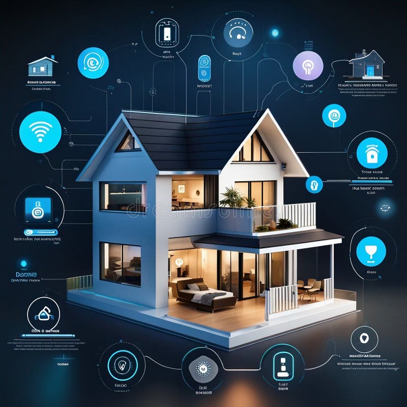 Smart Home System Interior Background Stock Illustration - Illustration ...