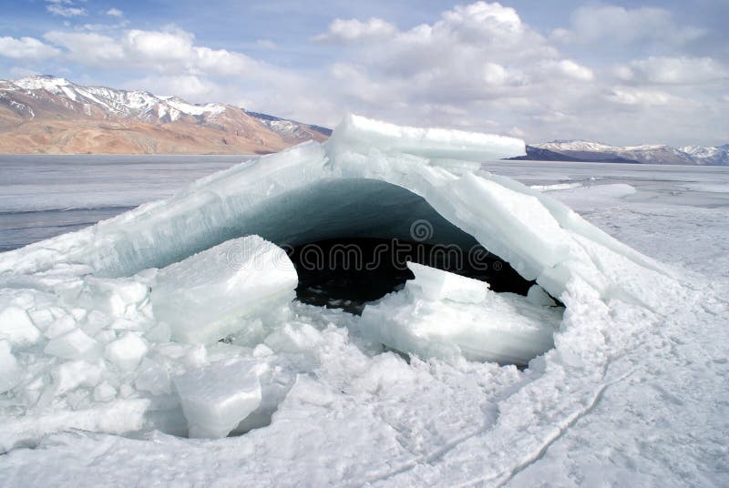Unique Snow Formation Resembling A Shelter Stock Photo - Image of ...