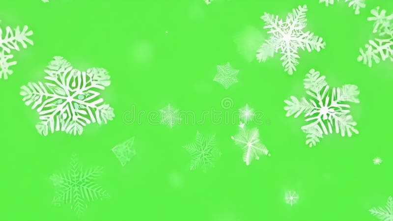 Unique Snowflake Patterns Rotating and Falling. Green Screen Chromakey ...