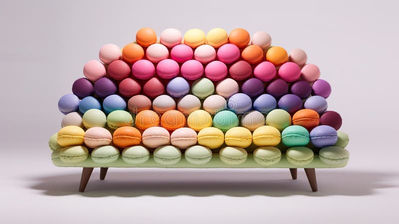 Unique Sofa Made in Style from Hundreds of Small Macarons. Stock ...