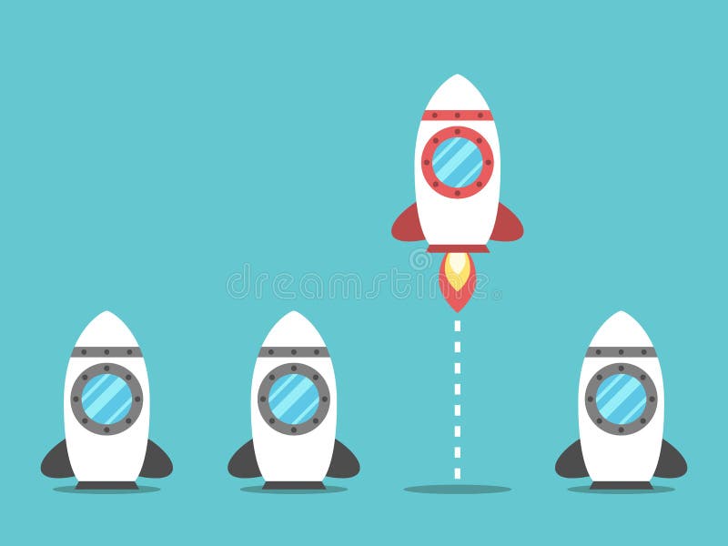 Unique Space Rocket Launching Stock Vector - Illustration of blue ...