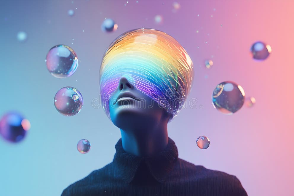 Unique Spinning Head Design with Vibrant Light Reflections and Floating ...