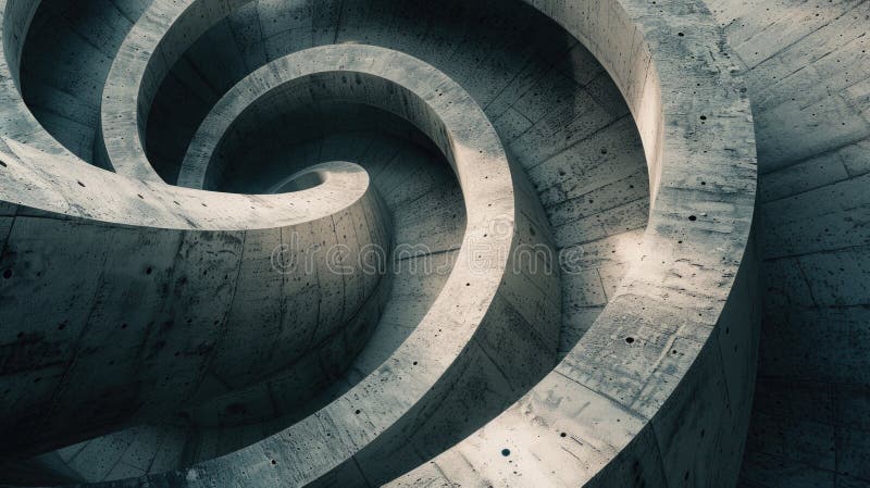 A Unique Spiral-shaped Concrete Structure Inside a Building. Ideal for ...