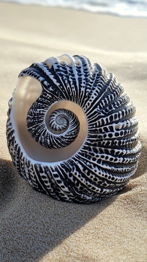 Unique Spiral Shell Resting on Sandy Beach during Daylight Hours Stock ...