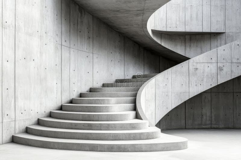 Unique Spiral Staircase Design with Circular Window by a Concrete Wall ...