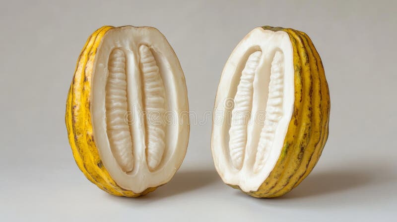 Unique Split Cacao Pod Showcasing the Inner Structure and Texture of ...