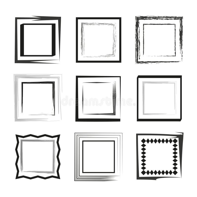 Unique Square Frames Collection. Varied Artistic Borders. Geometric ...