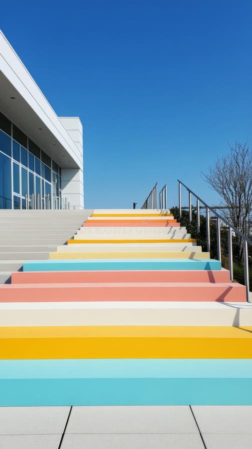 Unique Staircase Design with Vibrant Hues in Modern Interior Space ...