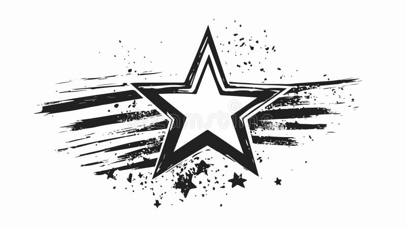 Unique Star Logo Design Vector Illustration with White Grunge Striped ...