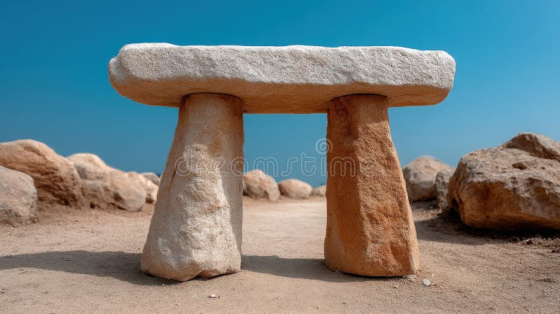 Unique Stone Structure in Desert Landscape Under Clear Blue Sky Stock ...