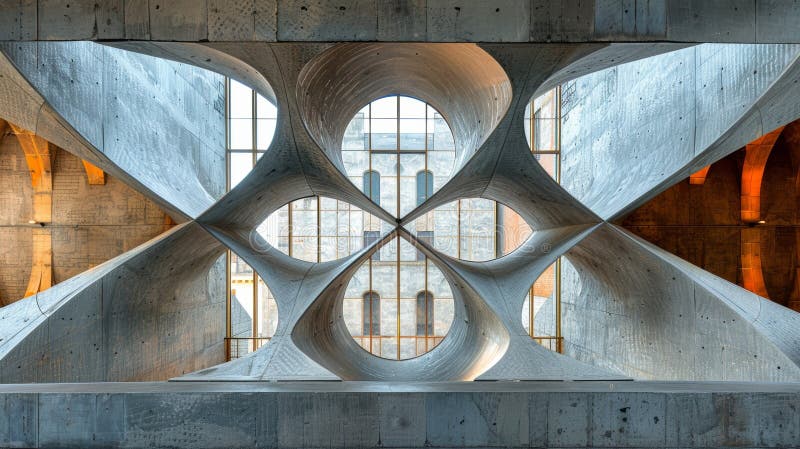 A Striking View of an Architectural Structure with a Central Reflective ...