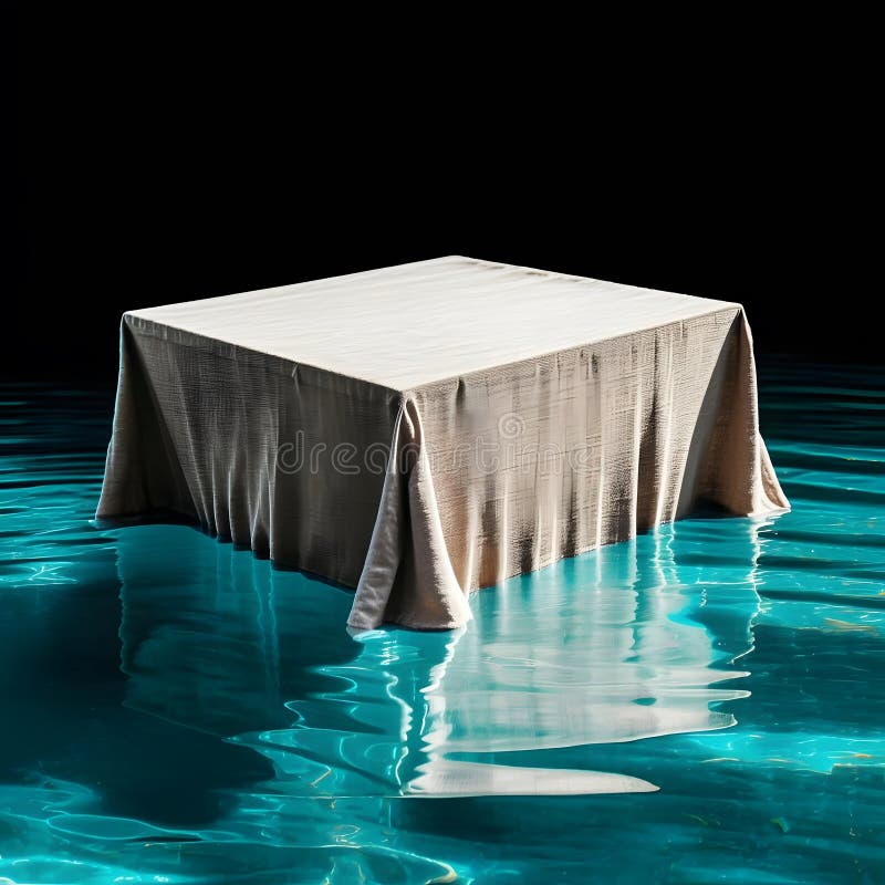 Ethereal Fabric Triangle Podium on Reflective Water Surface Stock ...
