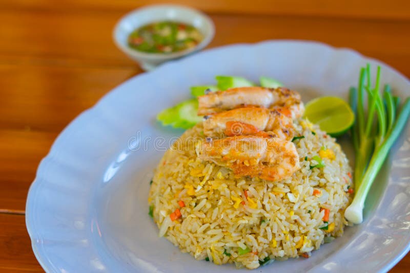 Unique Style Thai Shrimp Fried Rice Serves on the Dish Stock Image ...