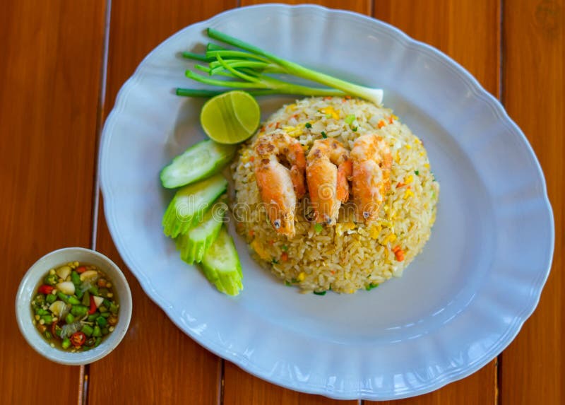 Unique Style Thai Shrimp Fried Rice Serves on the Dish Stock Photo ...
