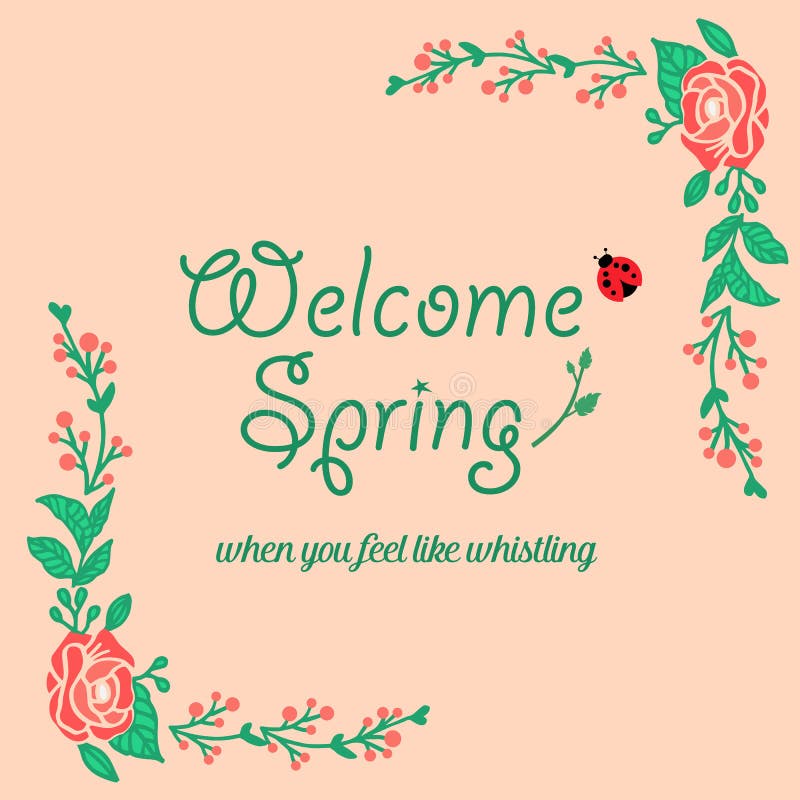 Unique Style of Welcome Spring Greeting Card Design, with Seamless of ...