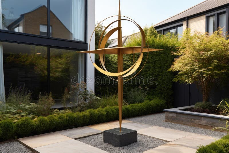 Unique Sundial Design in a Modern Setting Stock Illustration ...