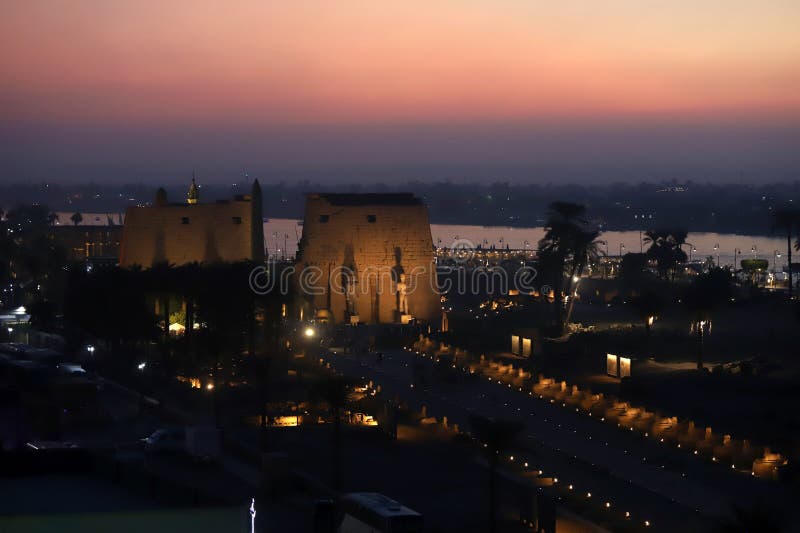 Unique Sunset at Luxor Aswan Egypt. Beautiful Sunset Over the Nile ...