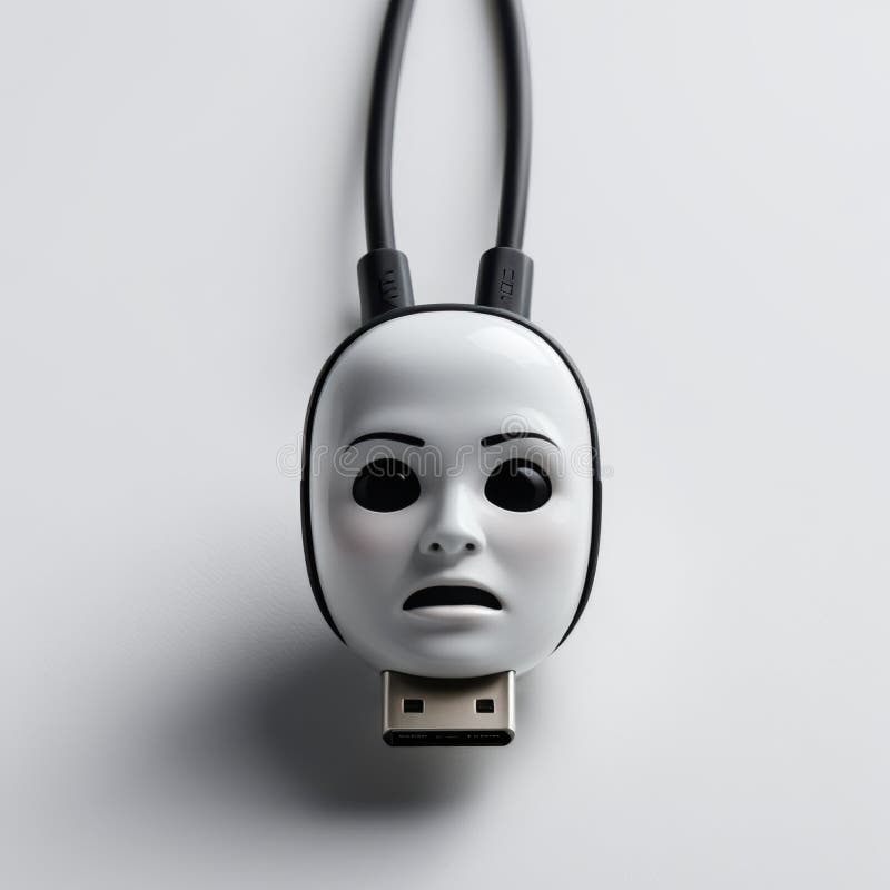 USB Cable with Human Face Connector Stock Photo - Image of surreal ...