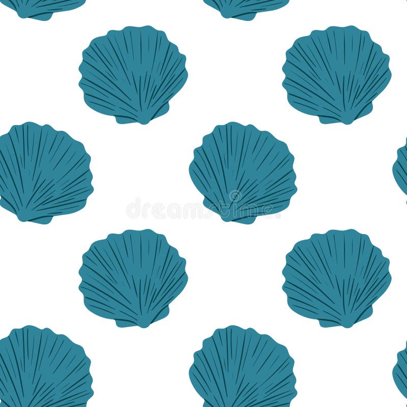 Unique Teal Shell Pattern on a White Background Perfect for Beach ...