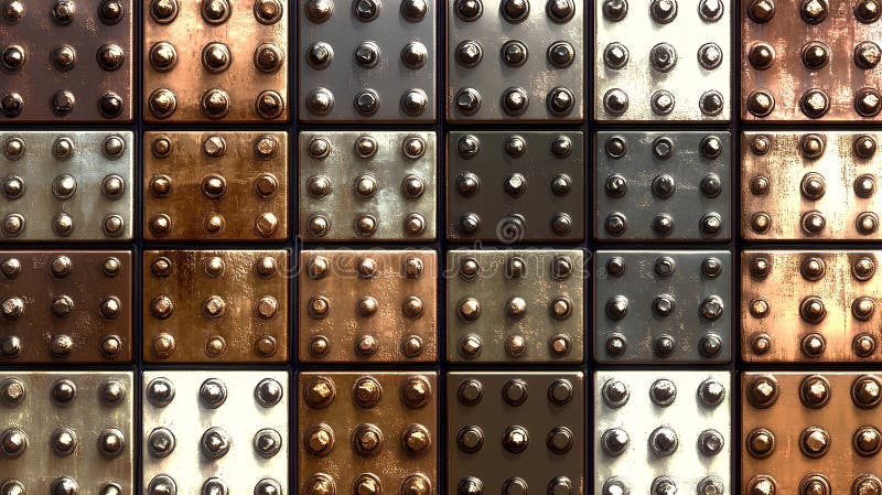 Unique Textured Wall with Metallic Studs Showcasing Various Colors and ...