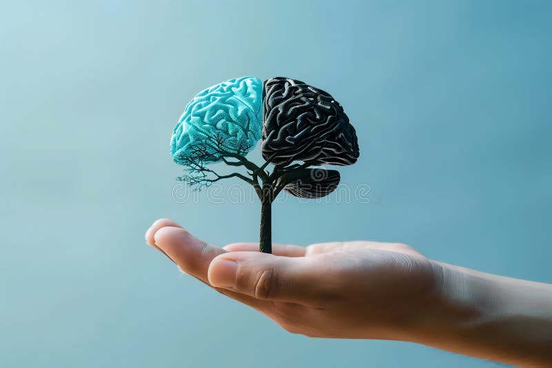 Tree with Brain Half Symbolizing Creative Thinking Stock Image - Image ...