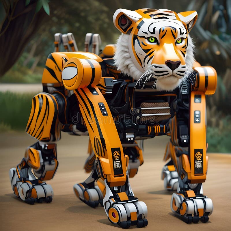 Tiger Robot Character Design Illustration Stock Illustration ...