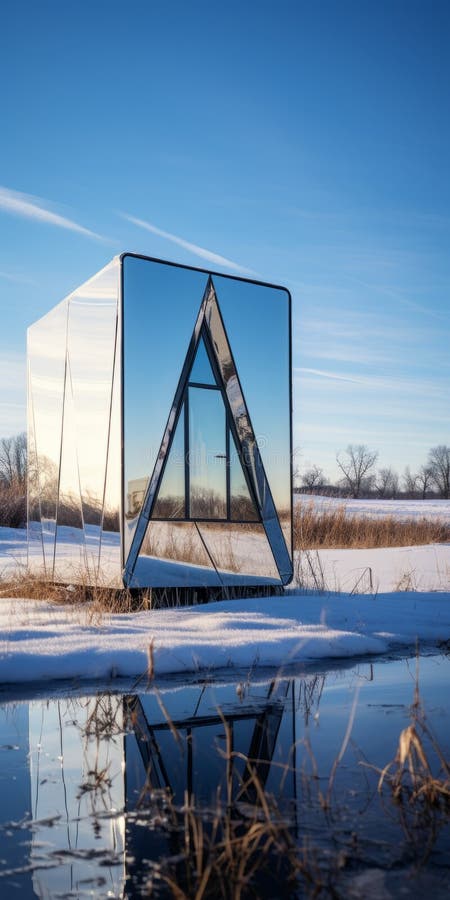 Geometry-inspired Mirror House in a Field of Ice Stock Illustration ...