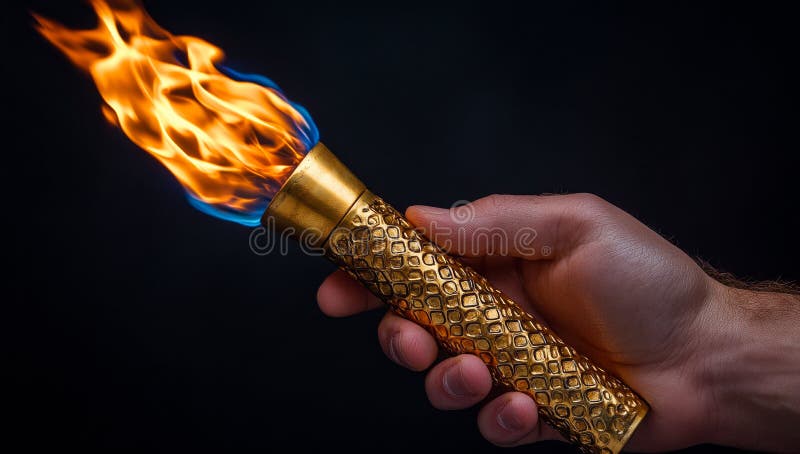Unique Torch with Vibrant Flames in Hand Stock Photo - Image of metal ...