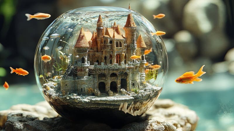 A Unique, Transparent Fishbowl with a Mini Underwater Castle and ...