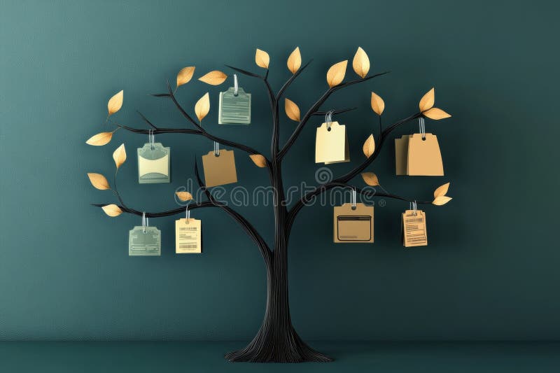 A Unique Tree Features Abstract Branches Covered with Price Tags and ...