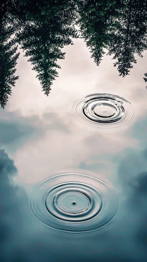 Unique Tree Surrounded by a Circular Reflection in Calm Water Creating ...