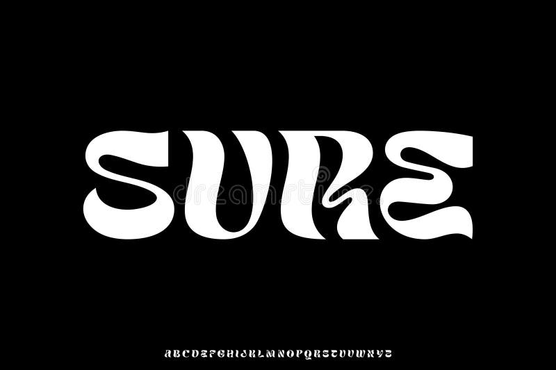 Unique Trendy Psychedelic Alphabet Display Font Vector. Wavy Decorative ...