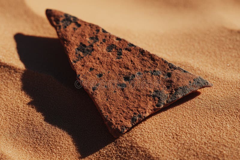 Unique Triangular Rock Formation on Sandy Surface Showcasing Natural ...