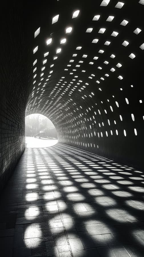 Unique Tunnel Design with Light Patterns Creating Captivating Shadows ...