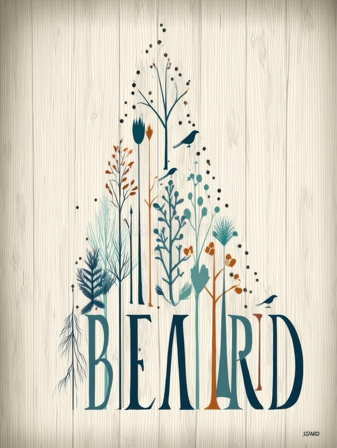 Stylized Typography Design of the Word Beard Shaped Like a Beard with ...