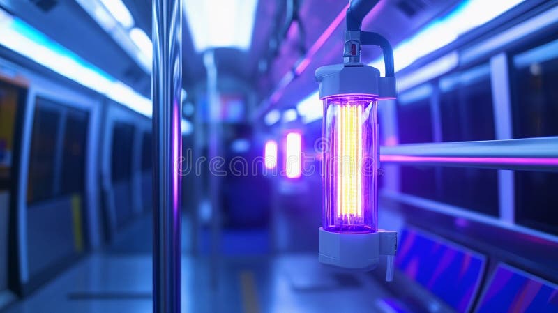 Unique Ultraviolet Lighting in an Empty Subway Train during Late-night ...