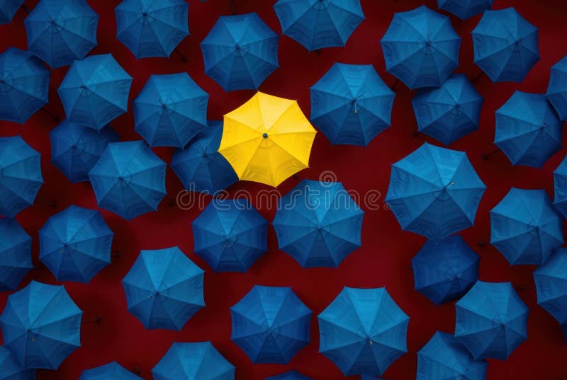 Unique Umbrella Stands Out. Distinctiveness Concept Stock Illustration ...