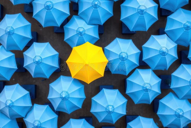 Unique Umbrella Stands Out. Distinctiveness Concept Stock Illustration ...